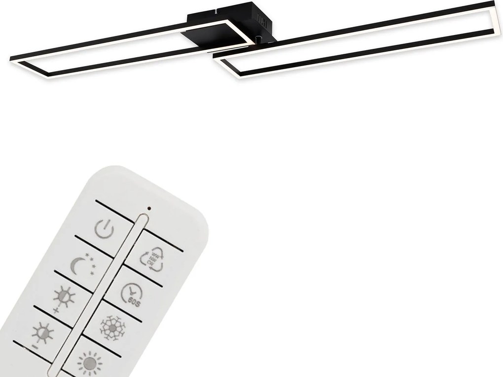 Briloner CCT LED designové stropní svítidlo, nastavitelná teplota světla + jas. (obdélníkové (černé))