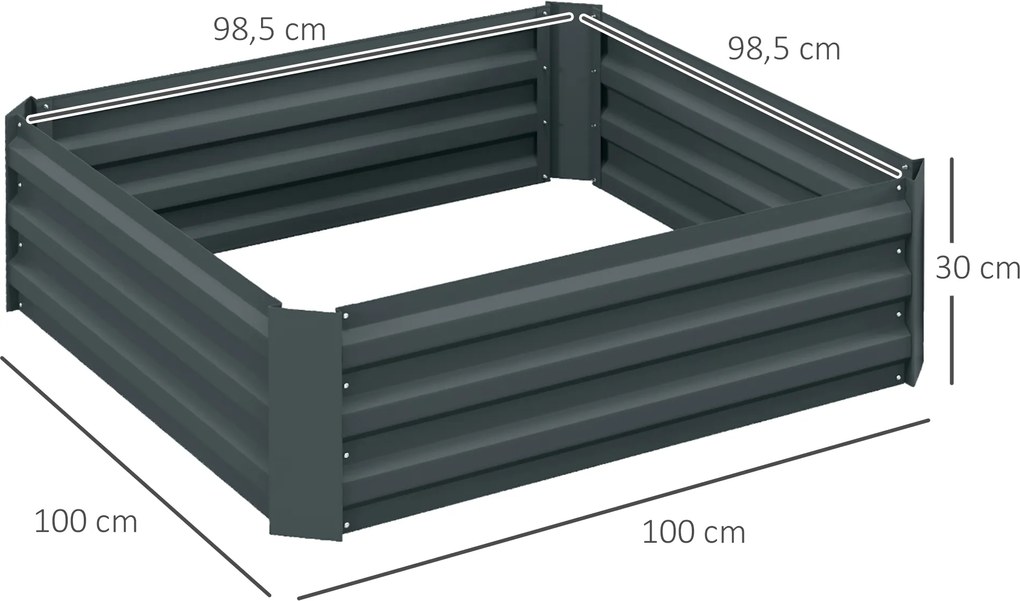Outsunny sada 2 vyvýšených záhonů z oceli, záhon se studeným rámem, zahradní záhon, květinový truhlík připojitelný, květinový truhlík 100x100x30cm pr…