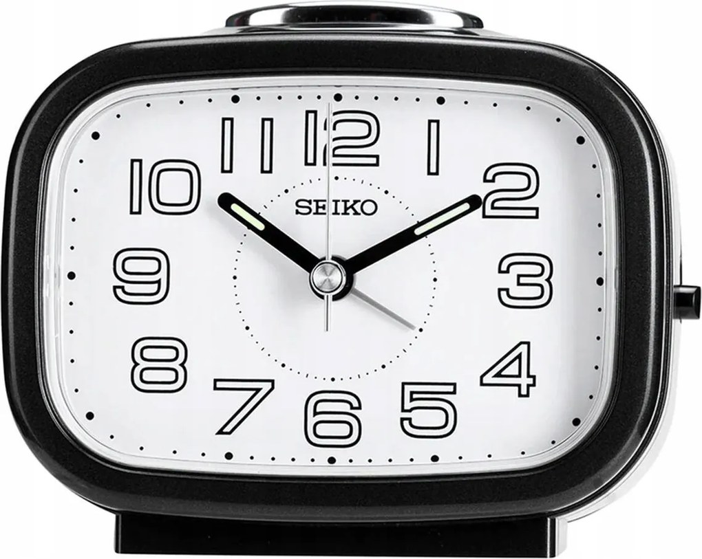 Černý Budík Seiko QHK060K Hlasitý Alarm Tichý Mechanismus Snooze