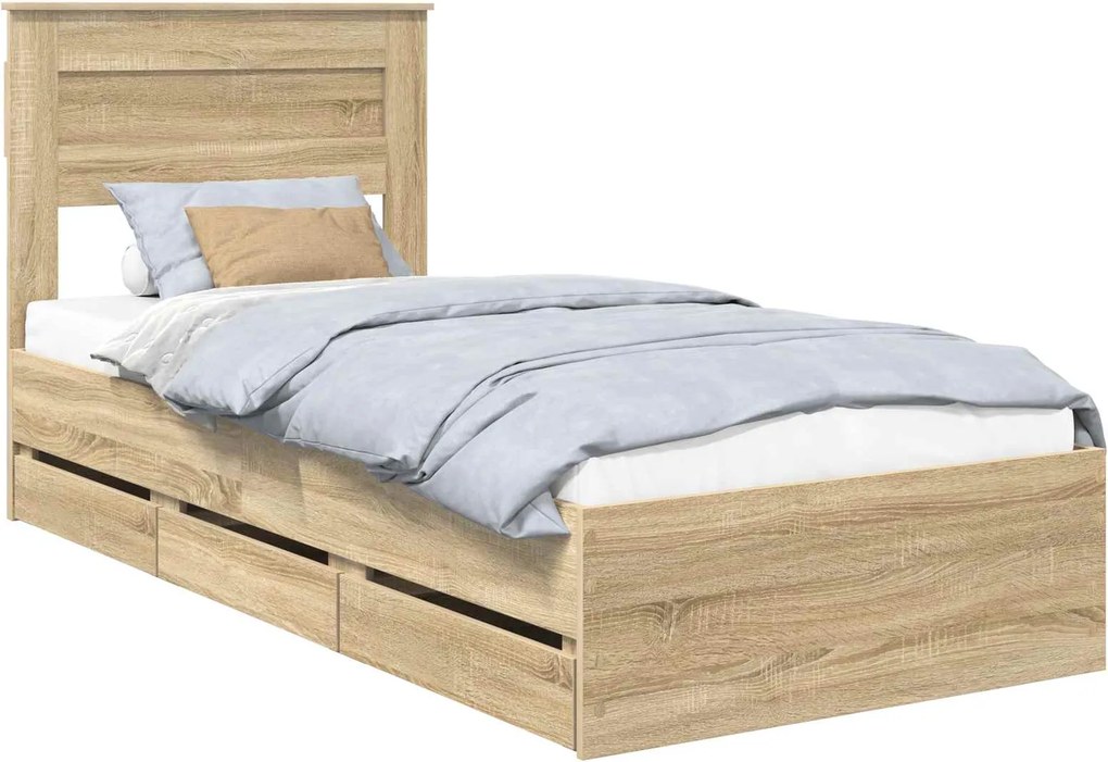 Rám postele s čelo Sonoma dub 100 x 200 cm Inženýrské dřevo 3409869