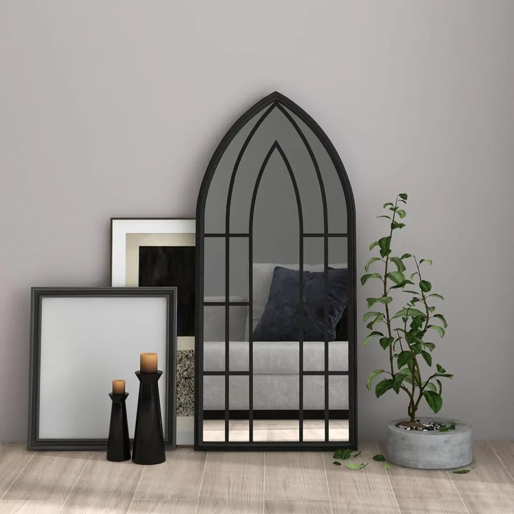 Zrcadlo černé 100 x 45 cm železo do interiéru 3093524