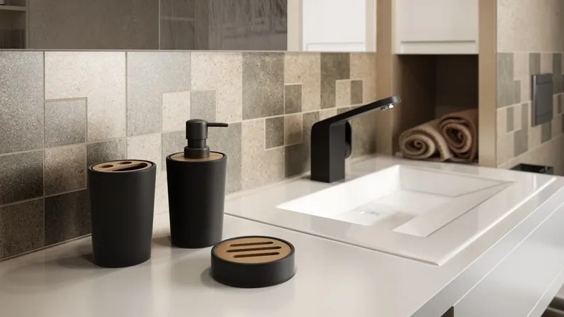 BISK Erga Plain, sklenice na zubní kartáčky na postavení, černá matná, ERG-06570