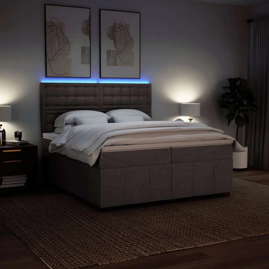 Box spring postel s matrací taupe 200x200 cm textil 3294093