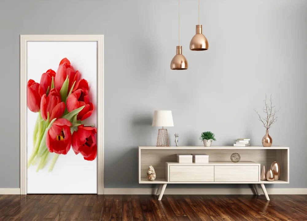 Fototapeta samolepící Červené tulipány 95x205 cm