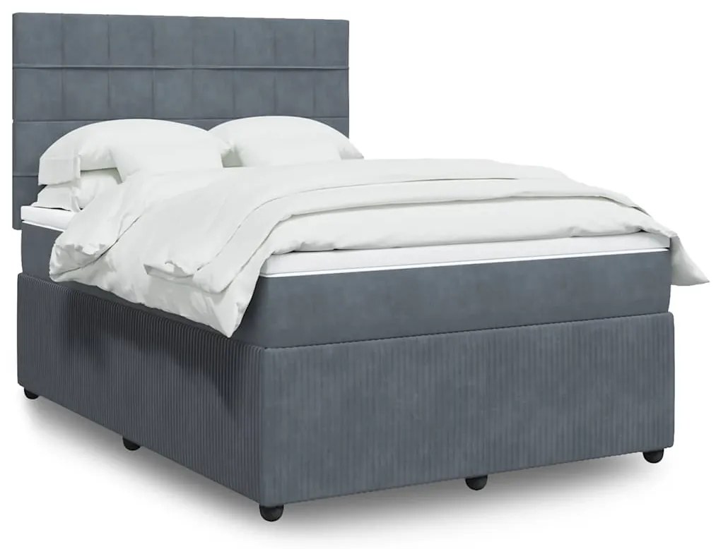 Box spring postel s matrací tmavě šedá 160x200 cm samet 3294683