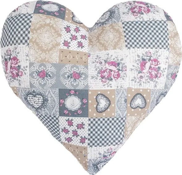 Bellatex SRDCE 42x40 cm Srdce patchwork vínová, šedá