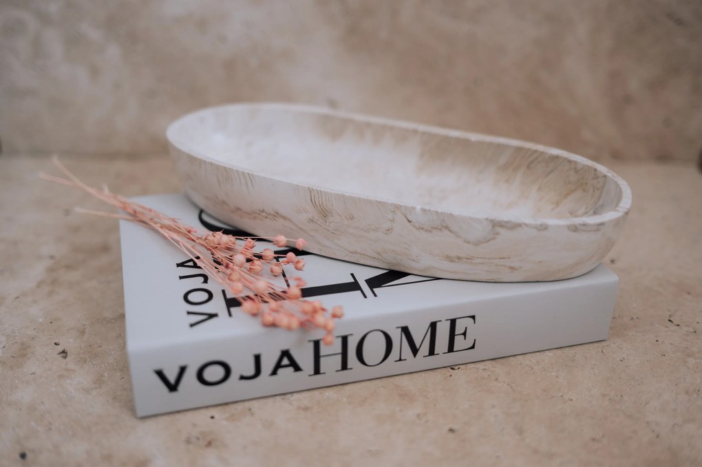 VOJA HOME Dekorativní mísa Zanoria – oválná, 29,5 × 12,5 cm Barva: Bílá