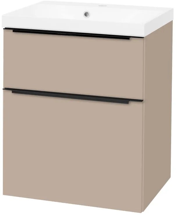 Mereo Mereo, Mailo, koupelnová skříňka s umyvadlem z litého mramoru 61 cm, bílá, dub, antracit, CN550MB