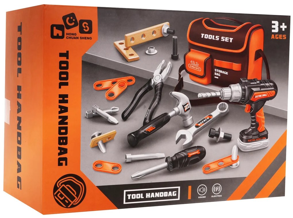 RKToys Dětská sada nářadí s taškou a aku vrtačkou
