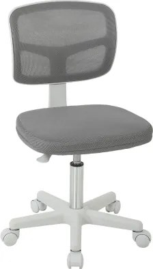 Vinsetto ergonomická kancelářská židle bez opěrek na ruce, otočná židle s prohnutým síťovaným opěradlem a kolečky, šedá