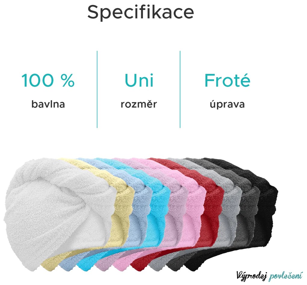 Rychleschnoucí froté turban na vlasy růžový, 100% bavlna