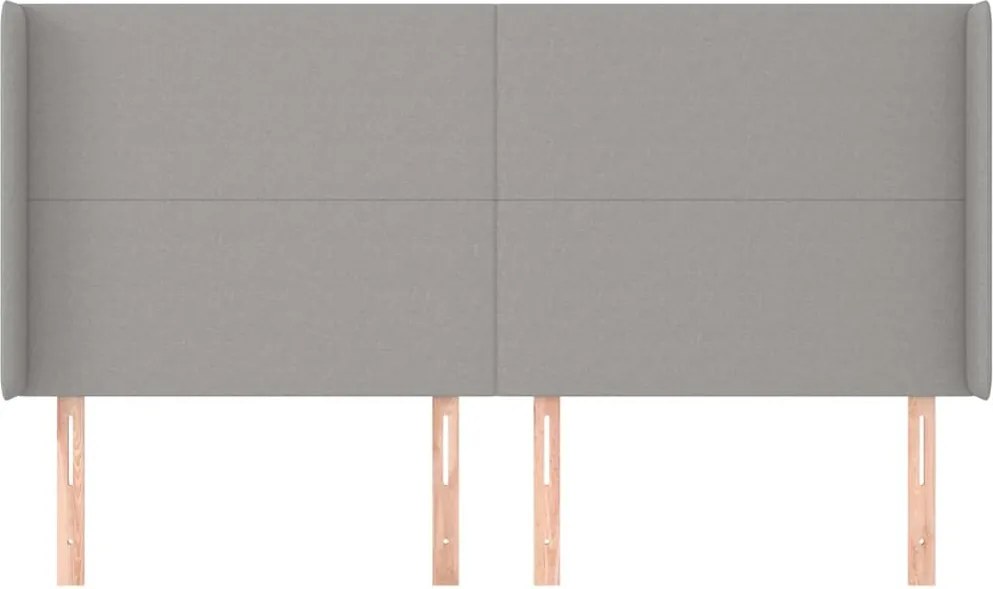 Čelo postele typu ušák světle šedé 203x16x118/128 cm textil 3119322