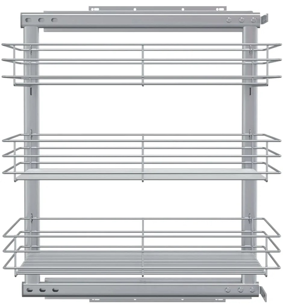 vidaXL Marketos 3patrový výsuvný kuchyňský drátěný koš stříbrný 47 x 35 x 56 cm