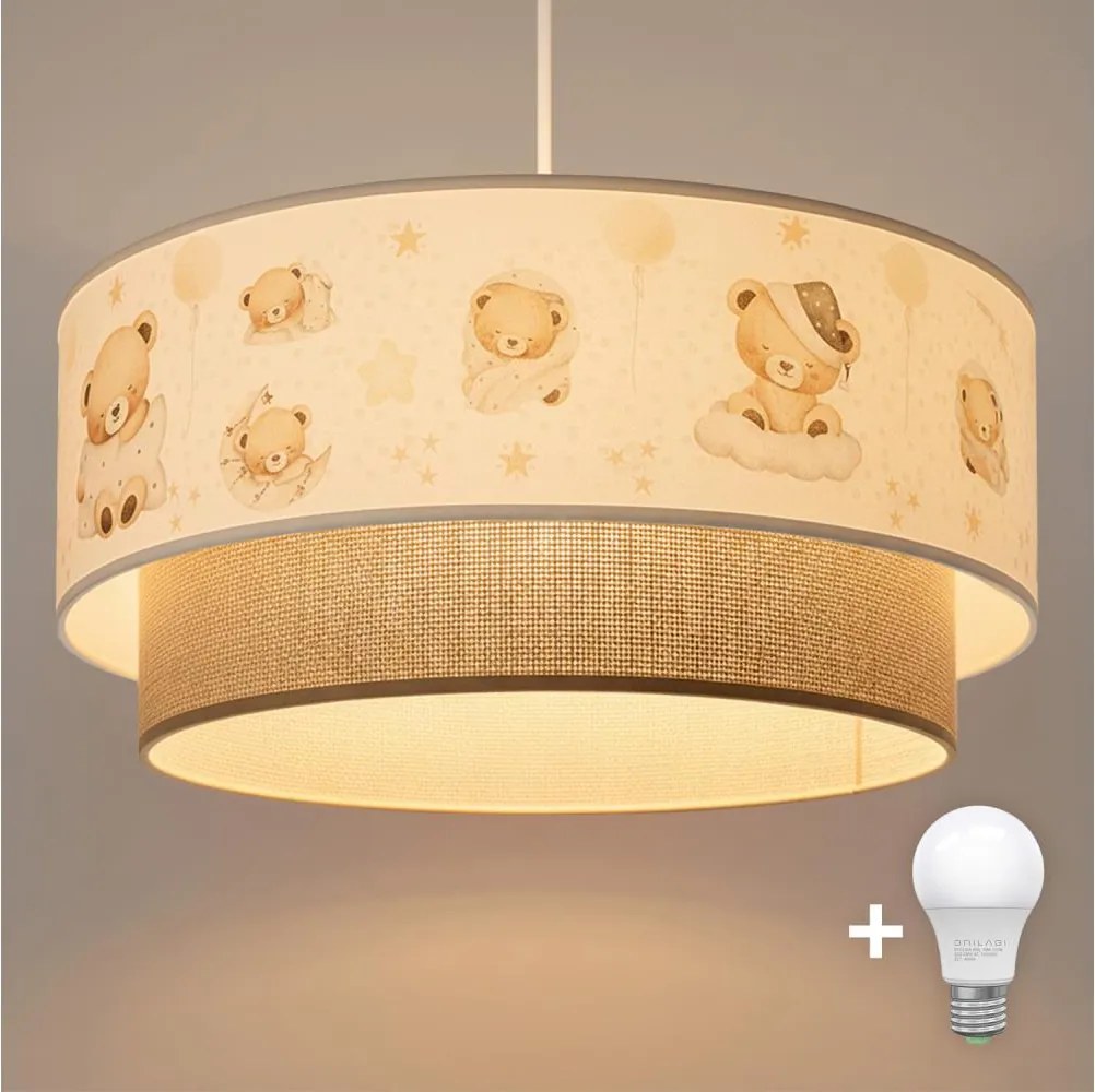 Brilagi- LED Dětský lustr na lanku BOBO 1xE27/60W/230V pr. 40 cm bílá/béž./medv.