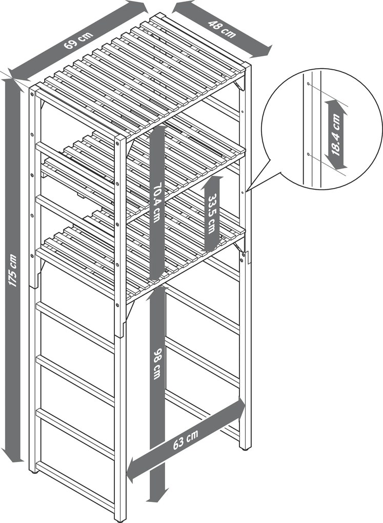 Tchibo - Regál nad pračku z masivního dřeva - barva: hnědá
