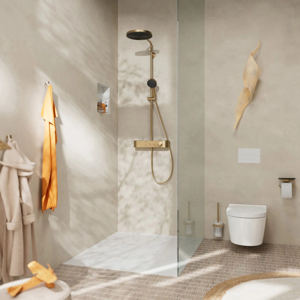 Hansgrohe Pulsify S, Showerpipe 260 2jet EcoSmart s termostatem ShowerTablet Select 400, kartáčovaný bronz, HAN-24241140