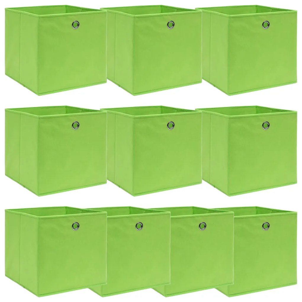288371 vidaXL Úložné boxy 10 ks zelené 32 x 32 x 32 cm textil