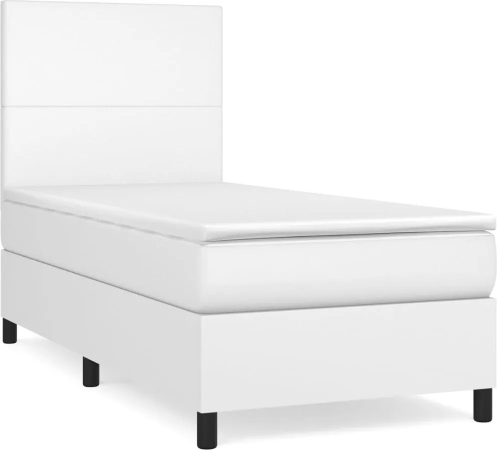 Box spring postel s matrací bílá 80 x 200 cm umělá kůže 3142690