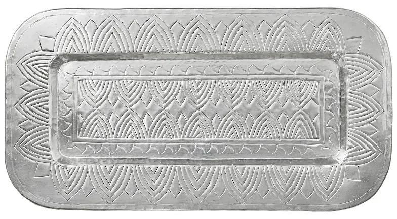 Kovový tác LIANA L stříbrný 63,5 x 33 cm