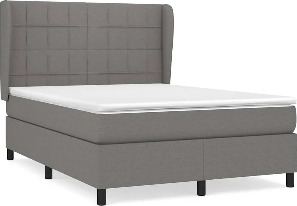 Box spring postel s matrací tmavě šedá 140x200 cm textil 3127966
