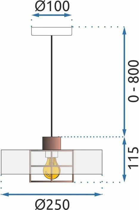 Toolight Toolight, závěsné svítidlo 1xE27 APP1246-1CP, černá-růžové zlato, OSW-14036