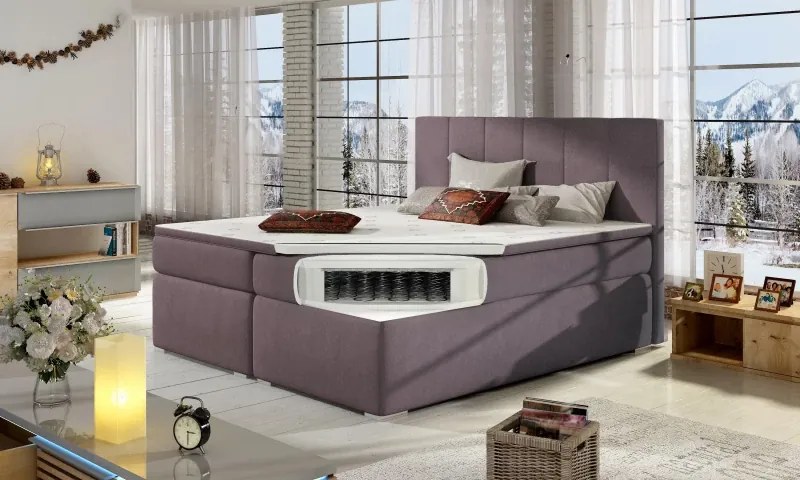 Postel Boxspring Boleria 180x200, fialová (látka - bb 08)