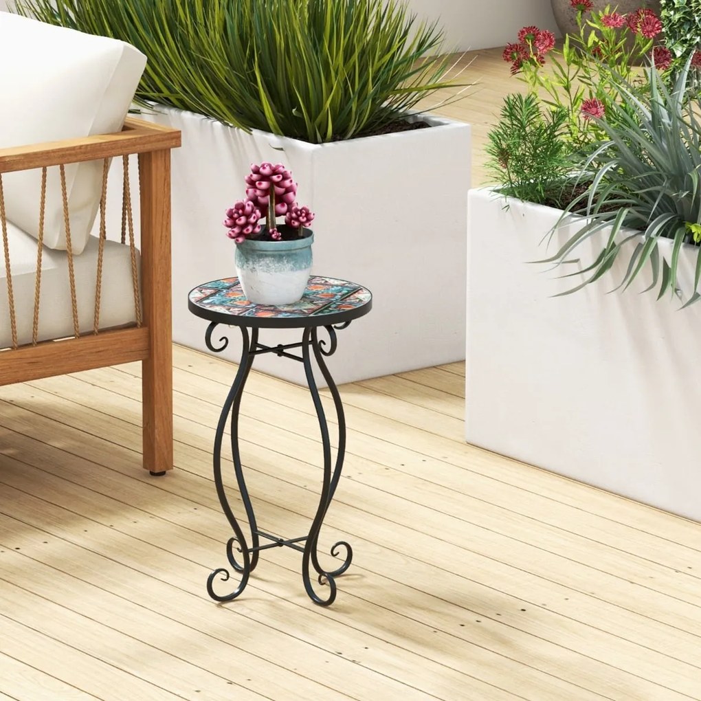 Costway Odkládací stolek kulatý mozaikový bistro ∅ – 30 × 50 cm