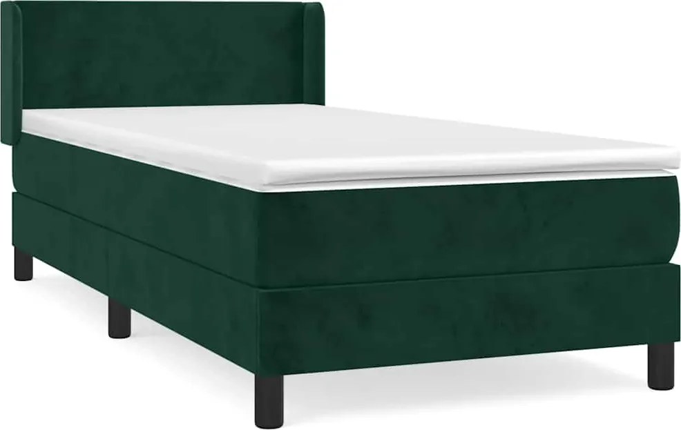 Box spring postel s matrací tmavě zelená 100x200 cm samet 3130826