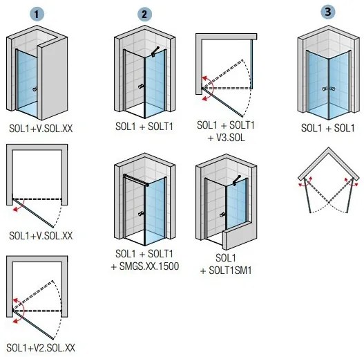 Ronal (Sanswiss) Ronal, SOLINO jednokřídlé dveře SOL1 Šířka: 80 cm, Sklo: 87 Screen