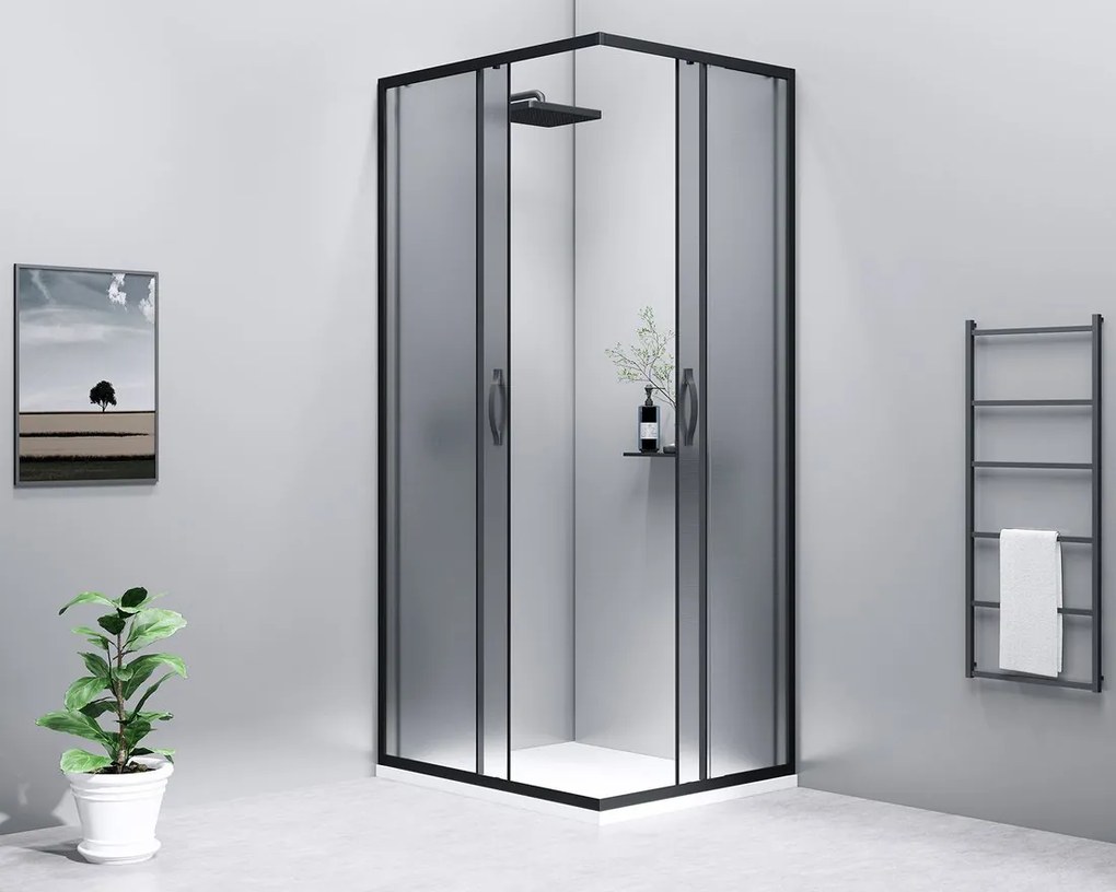 Gelco SIGMA SIMPLY BLACK obdélníkový sprchový kout 90 x 80 x 190 cm L/P varianta rohový vstup černý Brick sklo GS2490B-01
