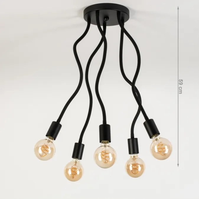 Stropní černé svítidlo Flexi Bulb 5 Black