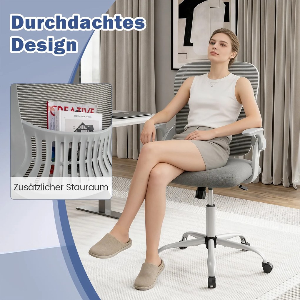 Costway Ergonomická kancelářská židle se sklopnými područkami a počítačovou