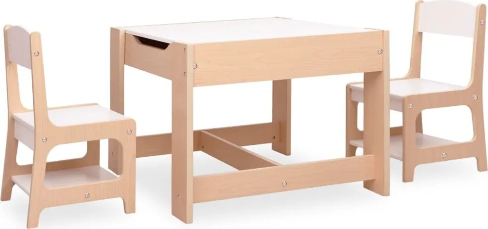 vidaXL Dětský stůl se 2 židlemi MDF [80284] Barva: Bílá