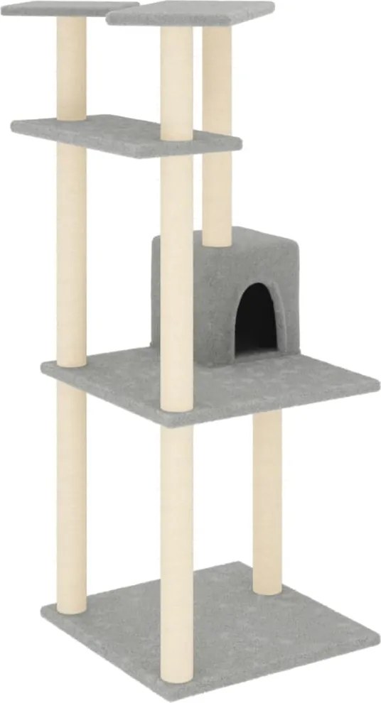 Škrabadlo pro kočky se sisalovými sloupky světle šedé 123 cm 171784