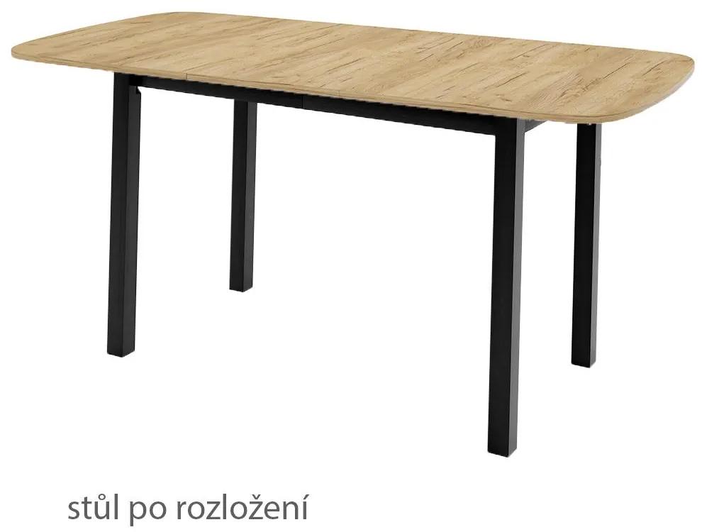 Jídelní stůl DEIMOS P | 130x80 cm | rozkládací | černé dřevěné nohy | VÝBĚR DEKORU DESKY