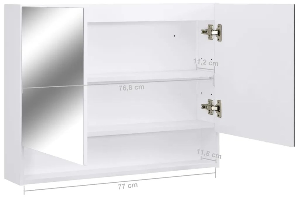 vidaXL Marketos LED koupelnová zrcadlová skříňka bílá 80 x 15 x 60 cm MDF