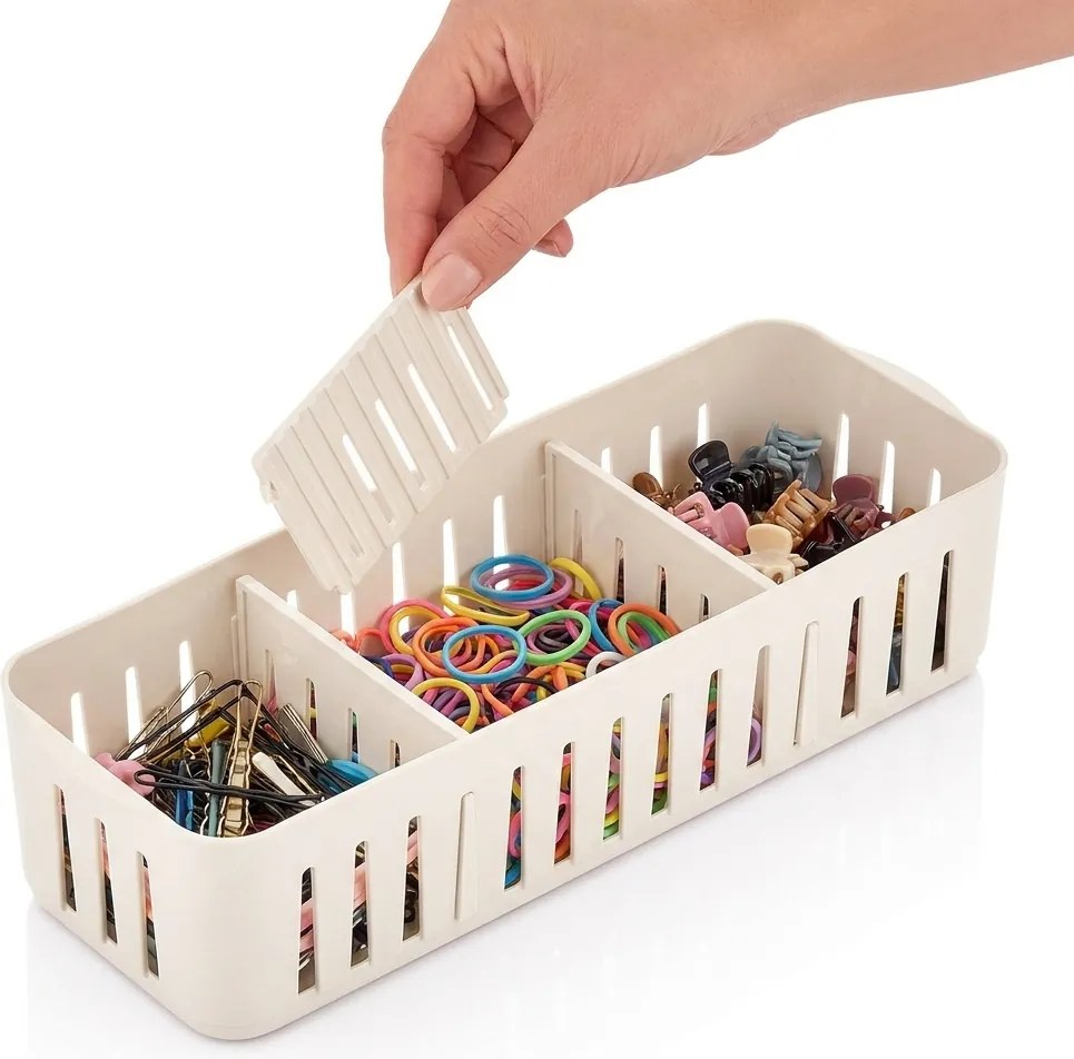 Orion Úložný box, s přepážkami, stohovatelný, šedý, NIKI (4 přepážky), 32 x 10 x 7 cm BÍLÁ