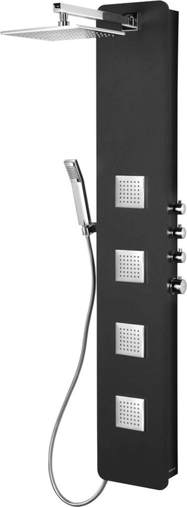Polysan - Sprchový panel Spirit Square s termostatem 250x1550 mm, černá 81251