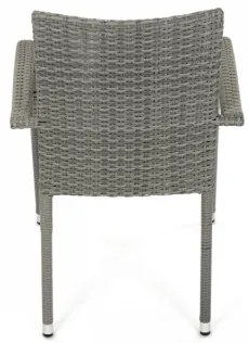 Zahradní židle stohovatelná šedý umělý ratan kov AZC-S2114 GREY