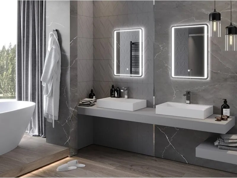 Mexen Zusa osvětlené koupelnové zrcadlo 50 x 70 cm, LED 6000K, proti mlze - 9808-050-070-611-00