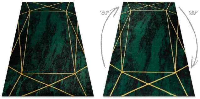 Koberec EMERALD exkluzivní 1022 glamour, styl geometrický, marmur lahvově zelený/zlatý