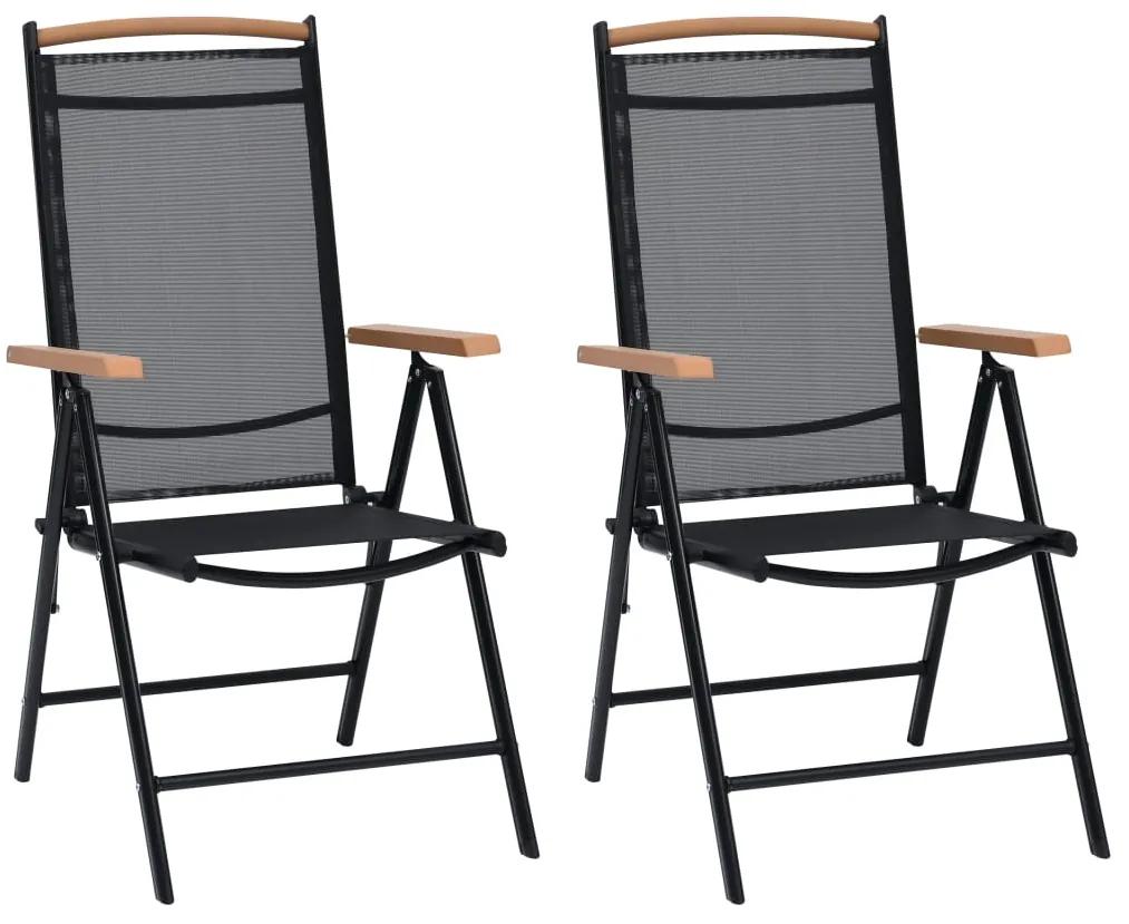 41732 vidaXL Skládací zahradní židle 2 ks hliník a textilen černé