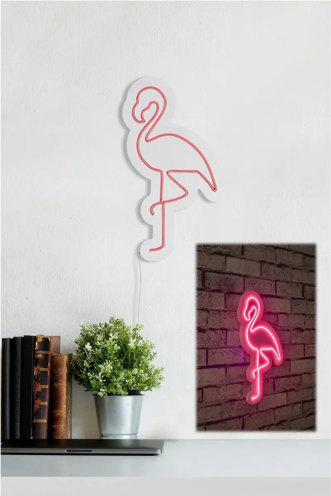 Nástěnná neonová dekorace Flamingo růžová