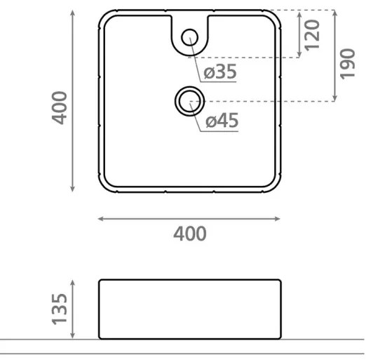 Bathco 4163 - Umyvadlo na desku CIRCUS 40x40 cm porcelán/bílá