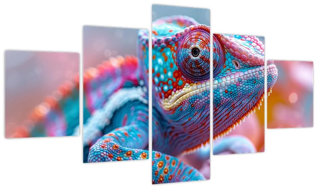 Obraz - Zbarvený chameleon (125x70 cm)
