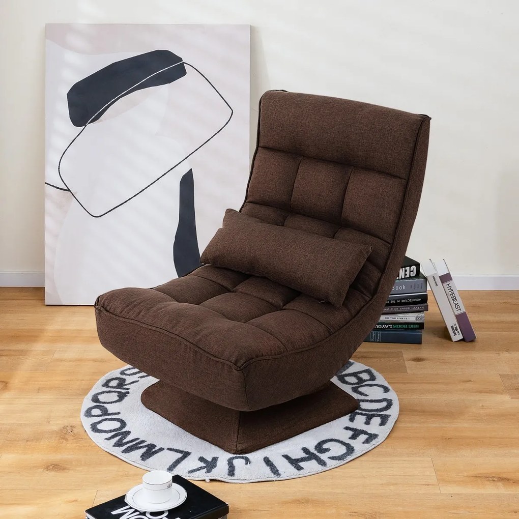 Costway 360° otočné podlahové křeslo s opěradlem a bederním polštářem Lazy Sofa