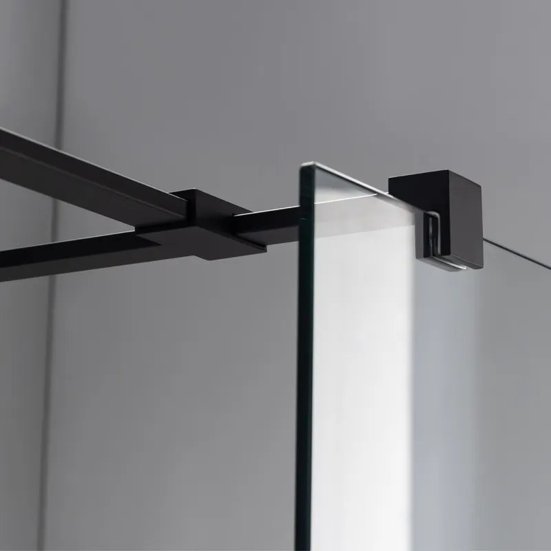 BPS-koupelny 2-dílná sprchová zástěna Walk-in HYD-SH07-D-BL 80x90, černá mat/transparent - bez vaničky