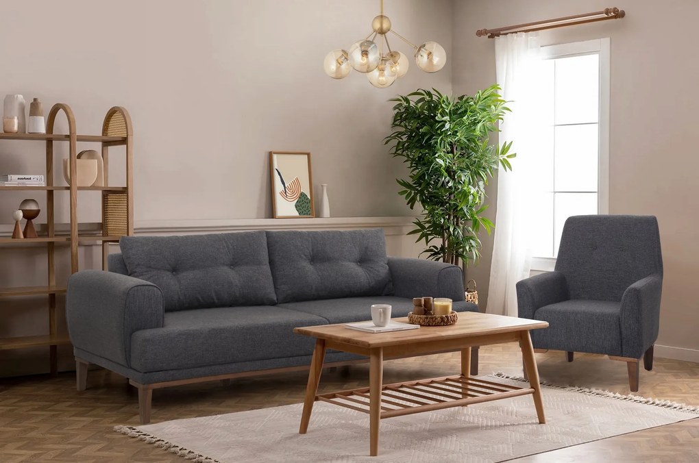 Hanah Home Třímístná pohovka BALERA s křeslem antracitová 223 cm