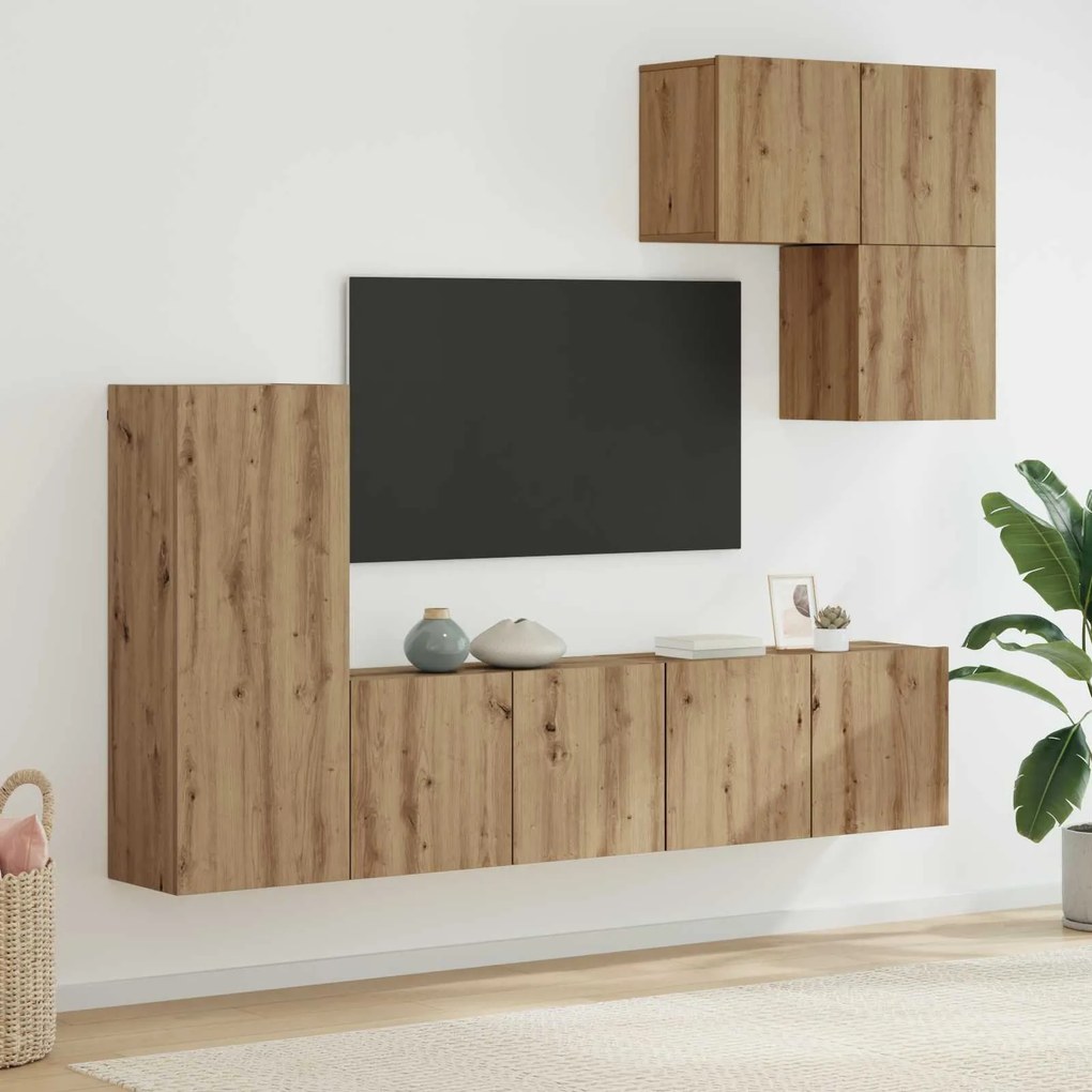 Nástěnná skříňka na TV 5 ks Artisanový dub Kompozitní dřevo 3402768