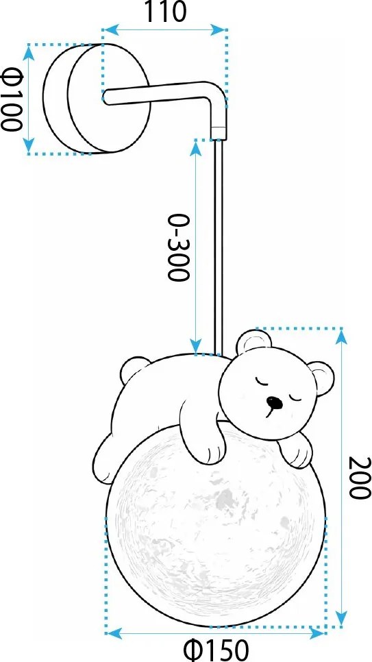 Toolight Rea, NÁSTĚNNÁ LAMPA NÁSTĚNNÉ SVÍTIDLO WHITE BEAR G161-1W, OSW-07800